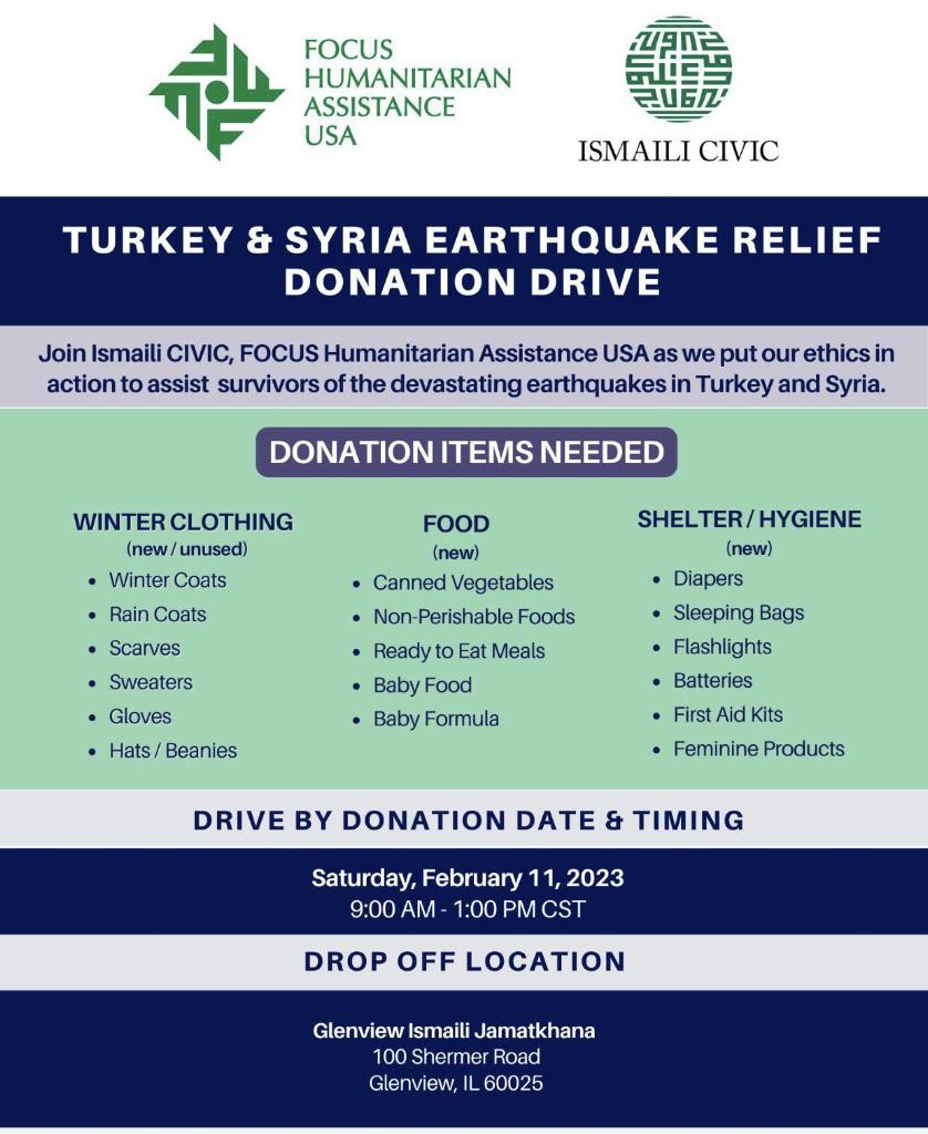 Ismaili community in Chicago pours in with donations as Turkey, Syria ...